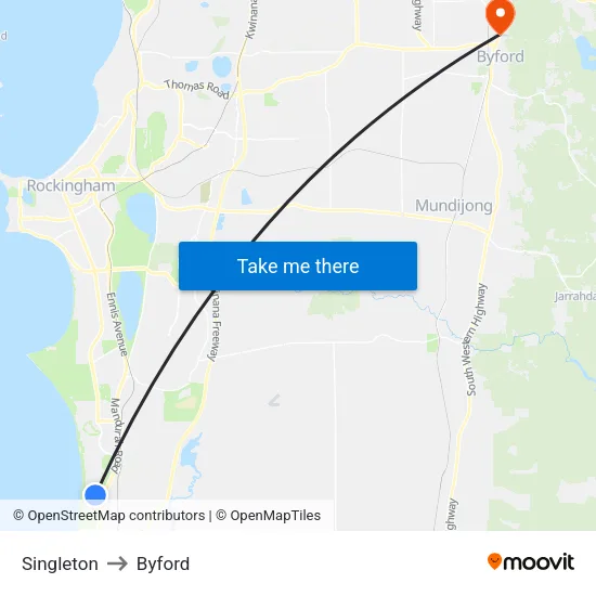 Singleton to Byford with public transportation
