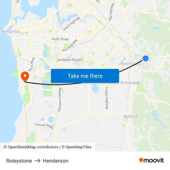 Roleystone to Henderson with public transportation