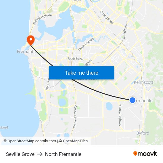 Seville Grove to North Fremantle with public transportation