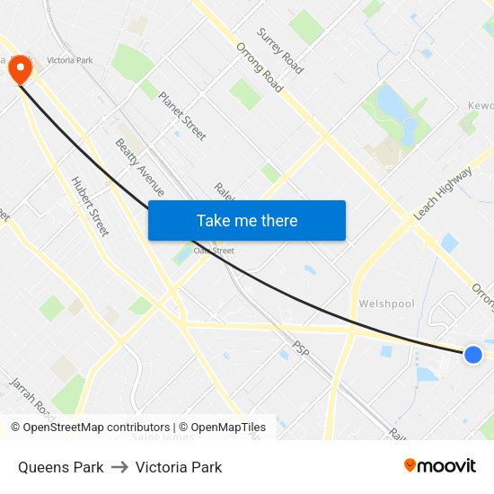 Queens Park to Victoria Park with public transportation