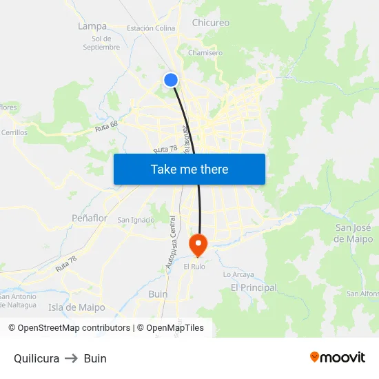 Quilicura a Buin con transporte público