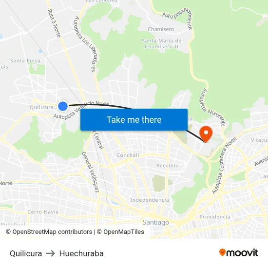 Quilicura a Huechuraba con transporte público
