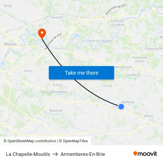 La Chapelle-Moutils a Armentieres-En-Brie con transporte público