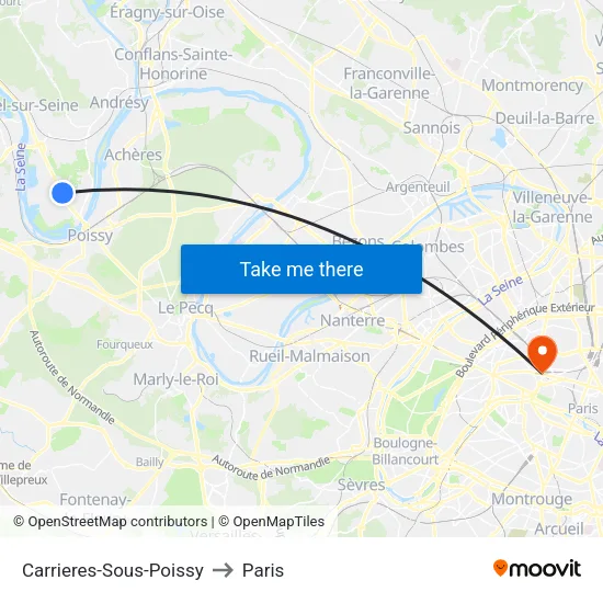 Carrieres-Sous-Poissy to Paris with public transportation