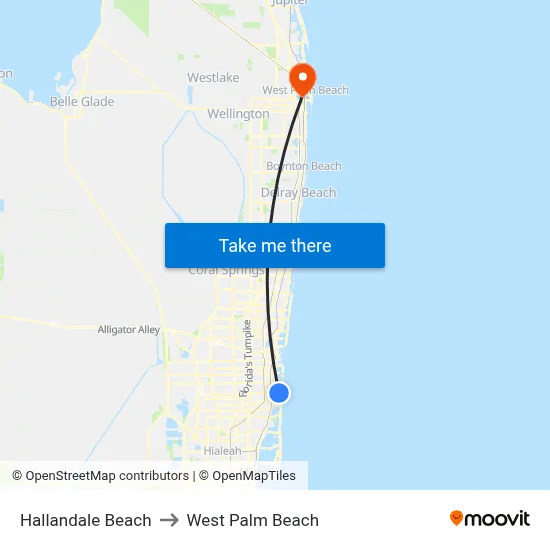 Hallandale Beach a West Palm Beach con transporte público
