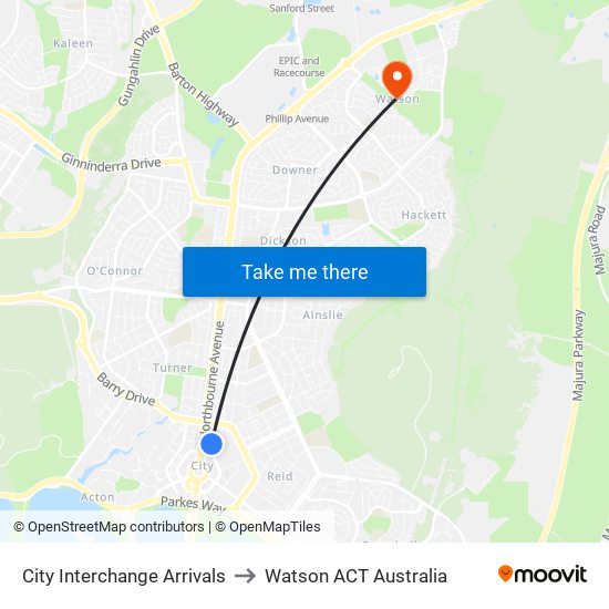 City Interchange Arrivals to Watson ACT Australia, Canberra with public ...