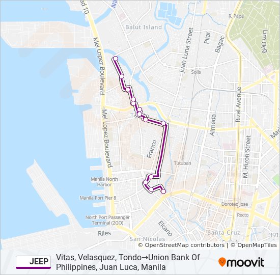jeep Route: Schedules, Stops & Maps - Vitas, Velasquez, Tondo‎→Union ...