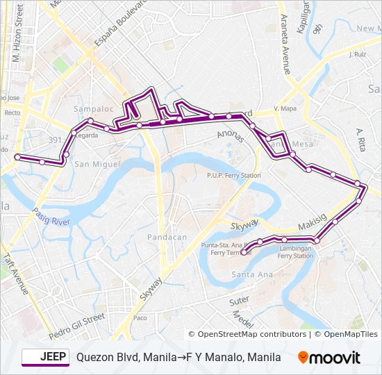 jeep Route: Schedules, Stops & Maps - Quezon Blvd, Manila‎→F Y Manalo ...