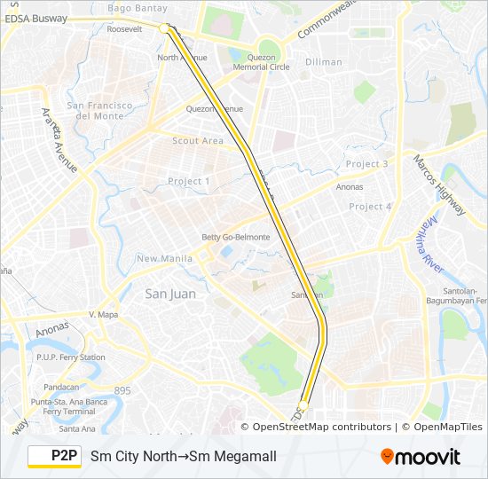 p2p Route: Schedules, Stops & Maps - Sm City North‎→Sm Megamall (Updated)