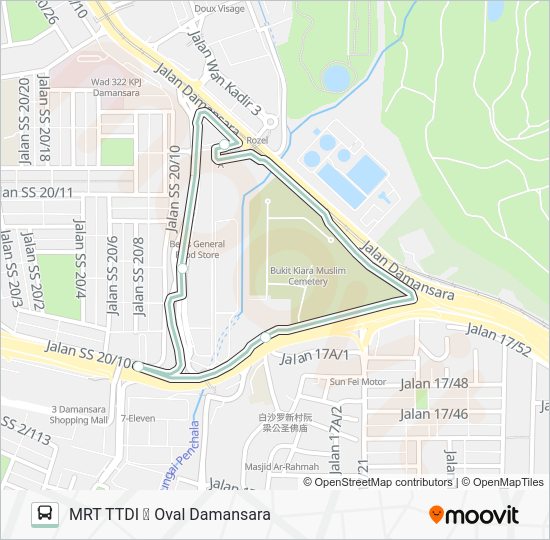 OTTB Route: Schedules, Stops & Maps - MRT TTDI ↺ Oval Damansara (Updated)