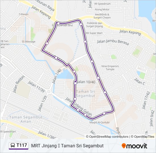 t117 Route: Schedules, Stops & Maps - MRT Jinjang ↺ Taman Sri Segambut ...