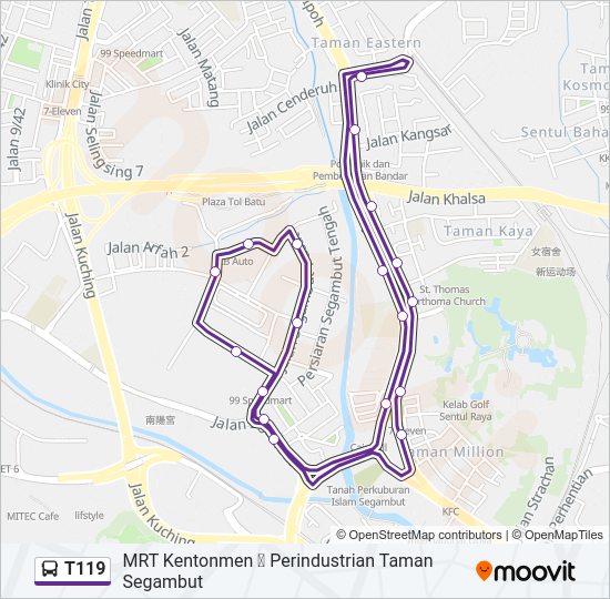 T119 Route: Schedules, Stops & Maps - MRT Kentonmen ↺ Perindustrian ...