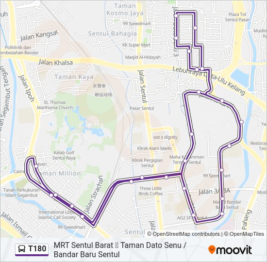 T180 Route: Schedules, Stops & Maps - MRT Sentul Barat ↺ Taman Dato ...