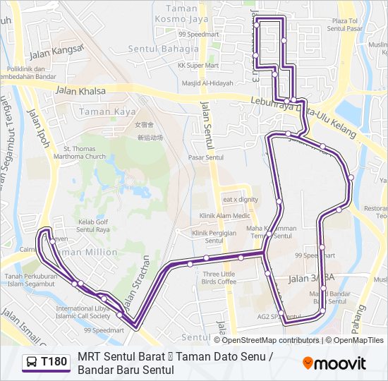 t180 Route: Schedules, Stops & Maps - MRT Sentul Barat ↺ Taman Dato ...