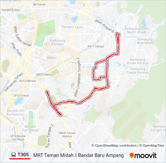 T305 Route: Schedules, Stops & Maps - MRT Taman Midah ↺ Bandar Baru Ampang (Updated)