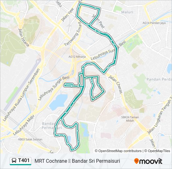 T401 Route: Schedules, Stops & Maps - MRT Cochrane ↺ Bandar Sri ...