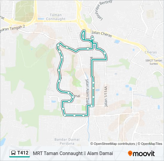 T412 Route: Schedules, Stops & Maps - MRT Taman Connaught ↺ Alam Damai (Updated)
