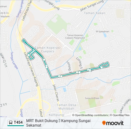 t454 Route: Schedules, Stops & Maps - MRT Bukit Dukung ↺ Kampung Sungai ...