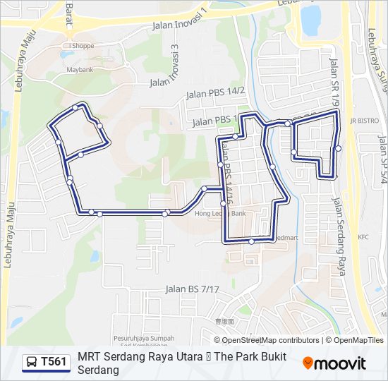 t561 Route: Schedules, Stops & Maps - MRT Serdang Raya Utara ↺ the Park ...