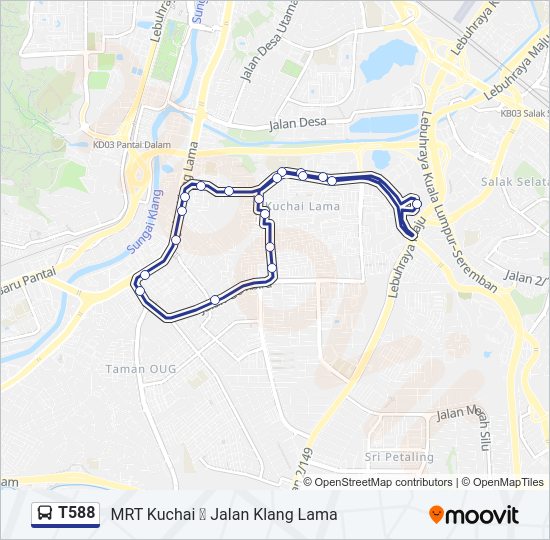T588 Route: Schedules, Stops & Maps - MRT Kuchai ↺ Jalan Klang Lama (Updated)