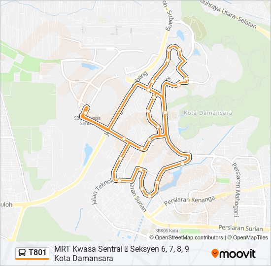 t801 Route: Schedules, Stops & Maps - MRT Kwasa Sentral ↺ Seksyen 6, 7, 8, 9 Kota Damansara ...