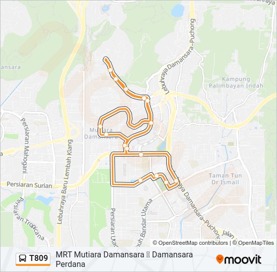 T809 Route: Schedules, Stops & Maps - MRT Mutiara Damansara ↺ Damansara Perdana (Updated)