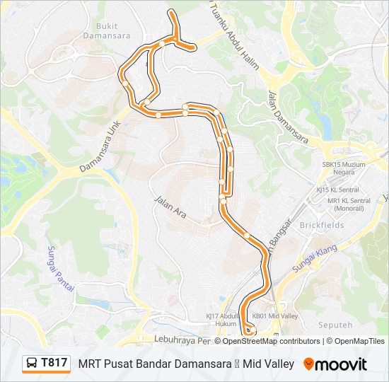 T817 Route: Schedules, Stops & Maps - MRT Pusat Bandar Damansara ↺ Mid Valley (Updated)