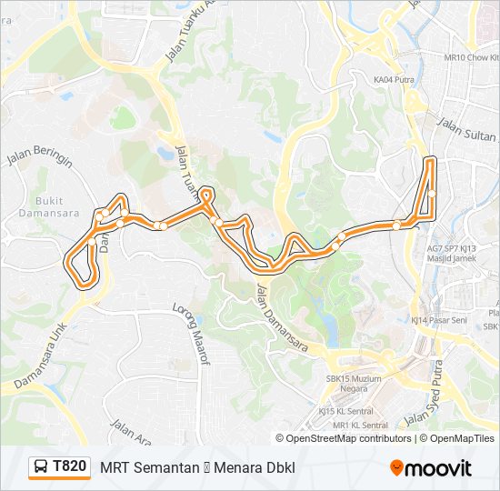 t820 Route: Schedules, Stops & Maps - MRT Semantan ↺ Menara Dbkl (Updated)