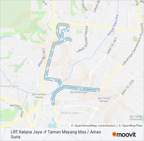 t780 Route: Schedules, Stops & Maps - LRT Kelana Jaya ↺ Taman Mayang ...