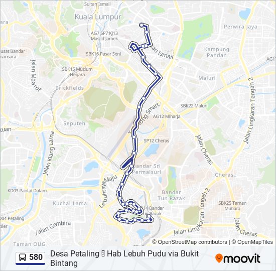 580 Route: Schedules, Stops & Maps - Bukit Bintang (Updated)