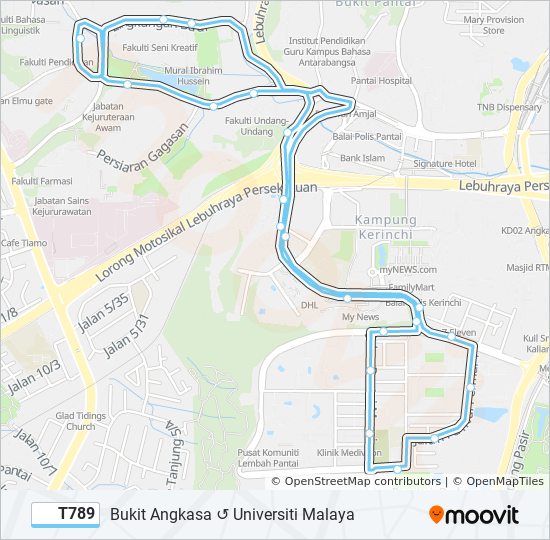 t789 Route: Schedules, Stops & Maps - Bukit Angkasa ↺ Universiti Malaya ...