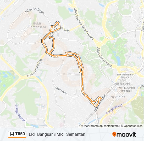 t850 Route: Schedules, Stops & Maps - LRT Bangsar ↺ MRT Semantan (Updated)