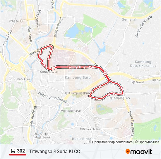 302 Route: Schedules, Stops & Maps - Titiwangsa ↺ Suria KLCC (Updated)