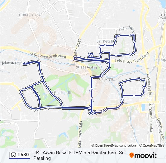 T580 Route: Schedules, Stops & Maps - LRT Awan Besar ↺ TPM via Bandar ...