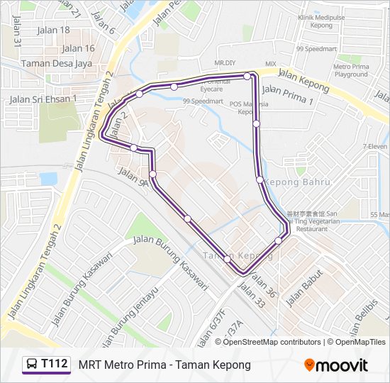 t112 Route: Schedules, Stops & Maps - MRT Metro Prima - Taman Kepong ...