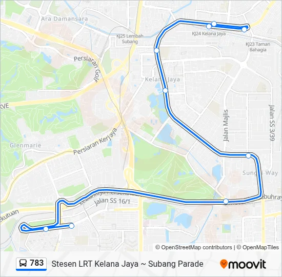 783 Route: Schedules, Stops & Maps - Stesen LRT Kelana Jaya (Updated)