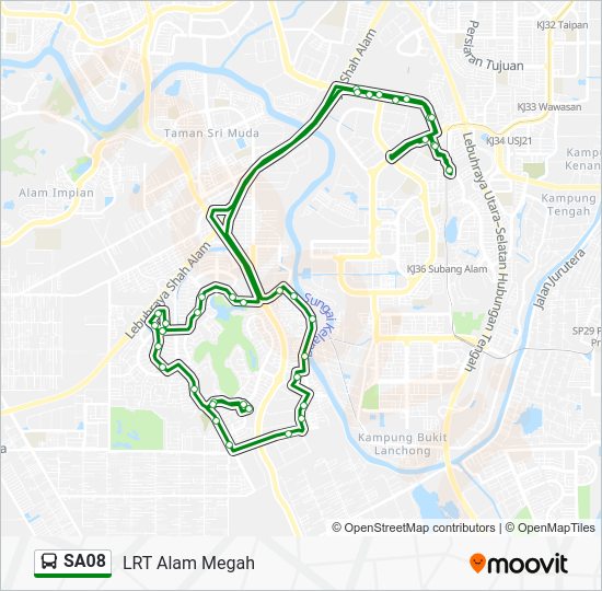 sa08 Route: Schedules, Stops & Maps - LRT Alam Megah (Updated)