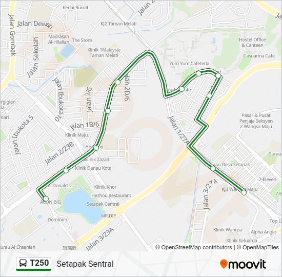 T250 Route: Schedules, Stops & Maps - Setapak Sentral (Updated)