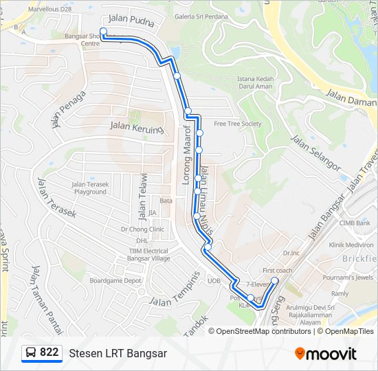 822 Route: Schedules, Stops & Maps - Stesen LRT Bangsar (Updated)