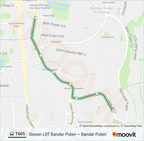 Laluan T605: Jadual Waktu, Hentian & Peta - Puchong Hartamas (Telah ...