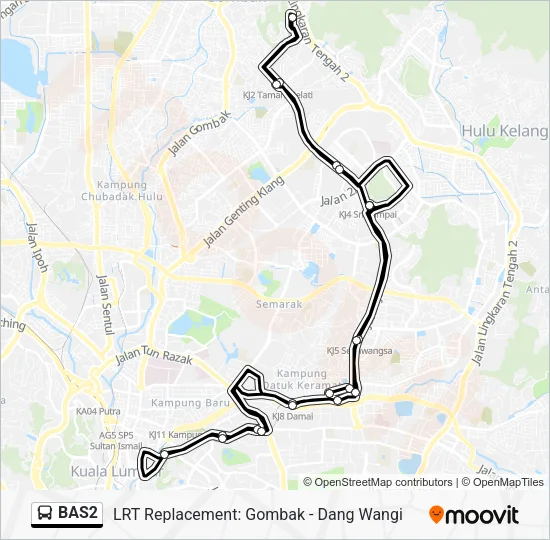 BAS2 Route: Schedules, Stops & Maps - LRT Replacement: Gombak - Dang ...