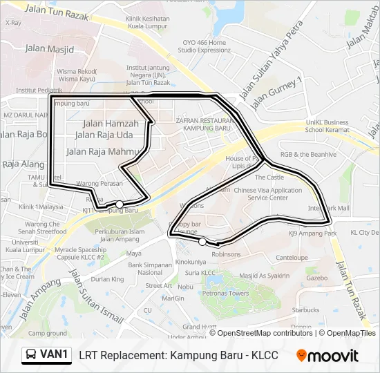 VAN1 Route: Schedules, Stops & Maps - LRT Replacement: Kampung Baru ...