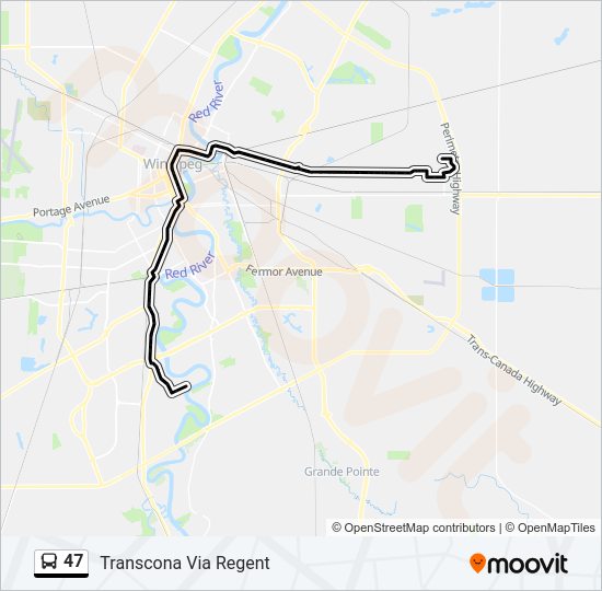 47 Route: Schedules, Stops & Maps - Transcona Via Regent (Updated)