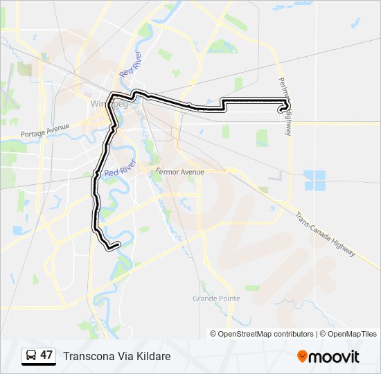 47 Route: Schedules, Stops & Maps - Transcona Via Kildare (Updated)