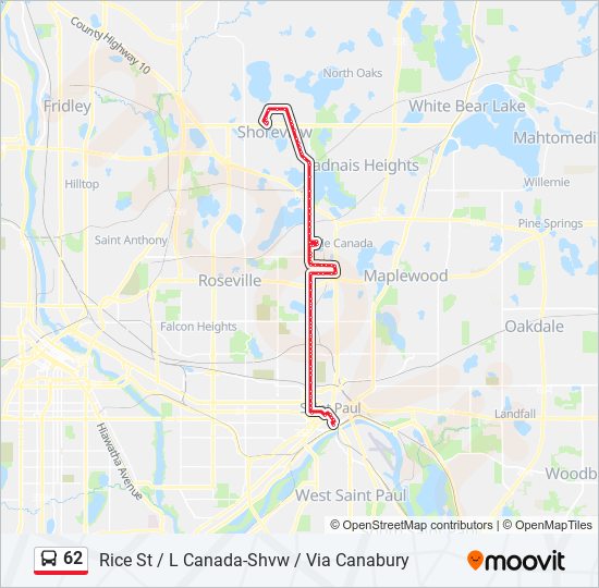 62 Route: Schedules, Stops & Maps - Rice St / L Canada-Shvw / Via ...