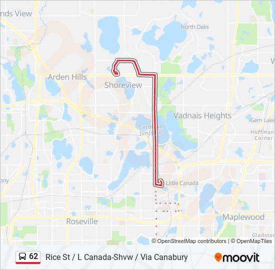 62 Route: Schedules, Stops & Maps - Rice St / L Canada-Shvw / Via ...