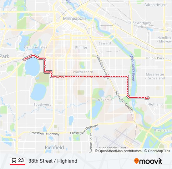 23 Route: Schedules, Stops & Maps - 38th Street / Highland (Updated)
