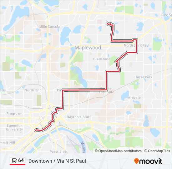 64 Route: Schedules, Stops & Maps - Downtown / Via N St Paul (Updated)