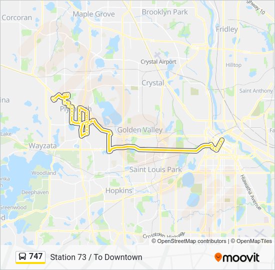 747 Route: Schedules, Stops & Maps - Station 73 / To Downtown (Updated)