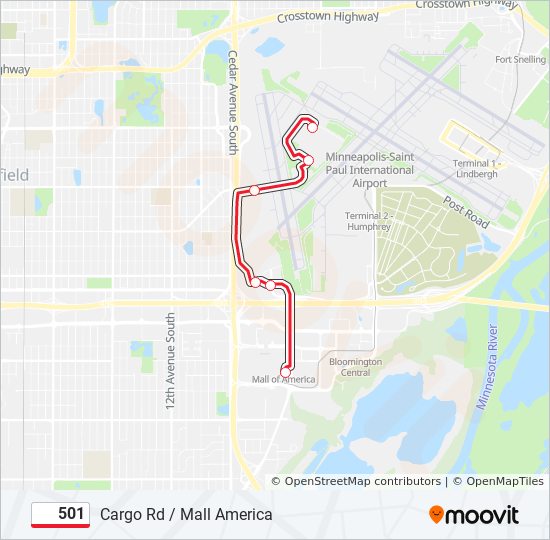 501 Route: Schedules, Stops & Maps - Cargo Rd / Mall America (Updated)